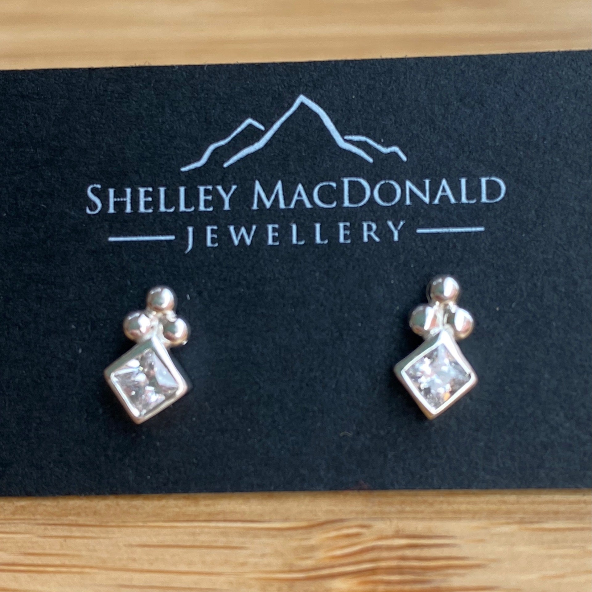 SM Studs | Square with Stone & Bubble Trio | Boreal Artworks